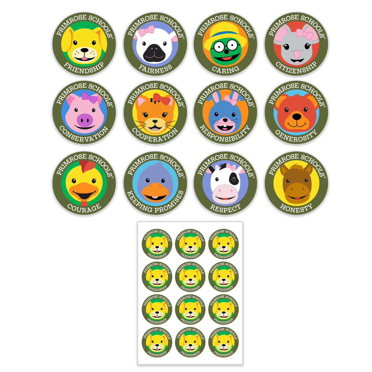 CHARACTER 1.5" STICKERS, 12 SHEETS – Primrose Store